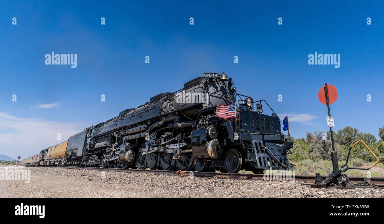 Union Pacific steam locomotive 4014 eastbound at Independence Springs ...