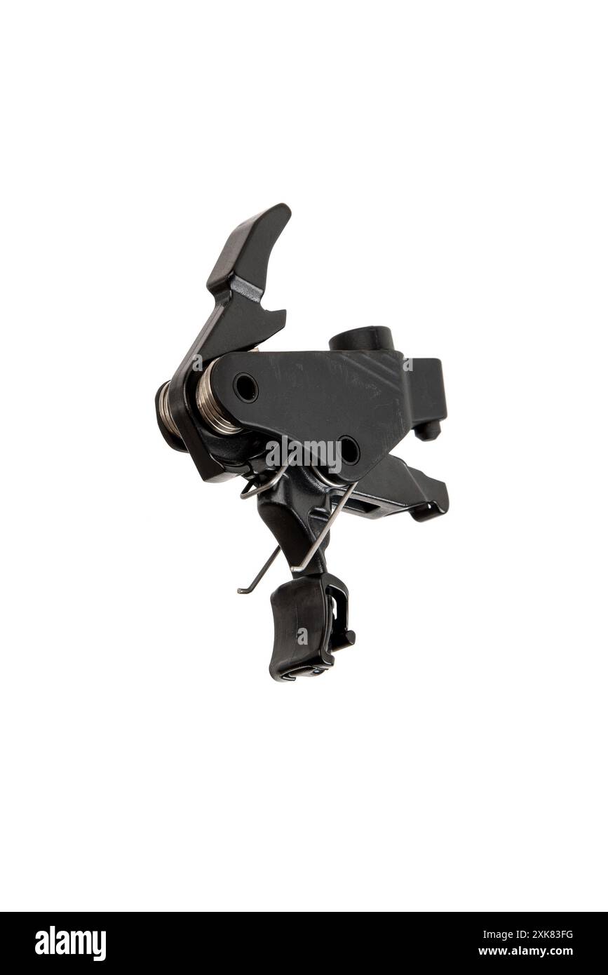 Shock trigger for gun isolate on white background. Gun trigger. Repair ...