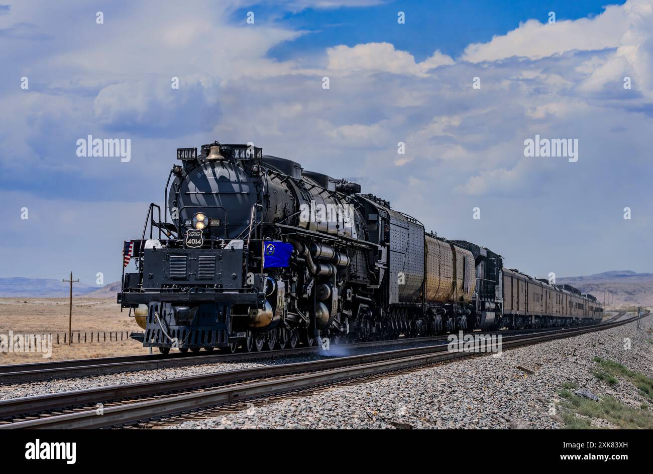 Union Pacific steam locomotive 4014 eastbound at Lucin Utah Stock Photo - Alamy