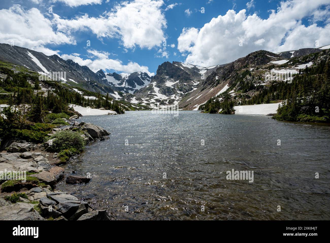 Lake Isabelle in Indian Peaks Wilderness, Colorado under dramatic ...