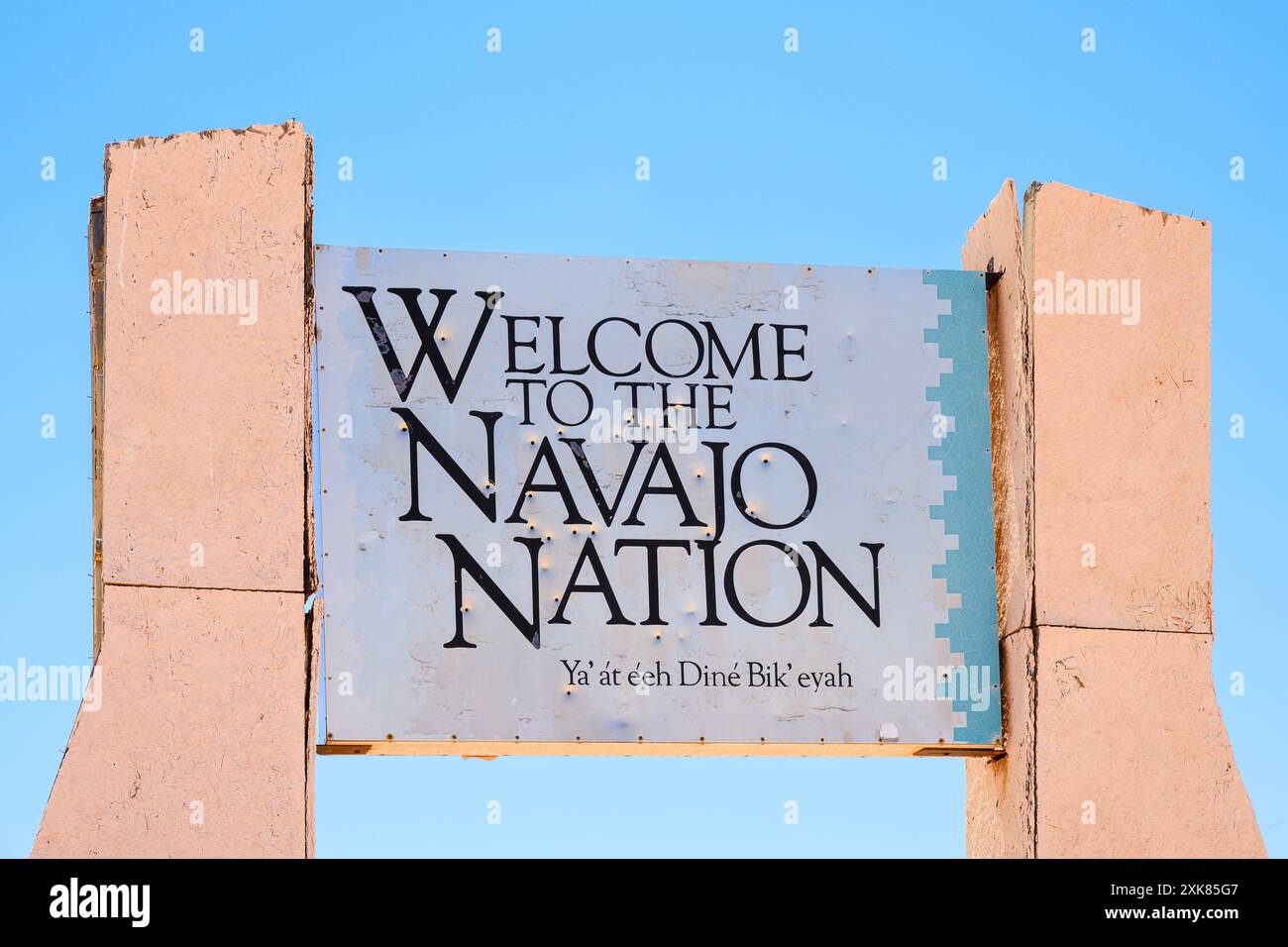 Teec Nos Pos, AZ, USA - 16 June 2024; Welcome to the Navajo Nation sign ...