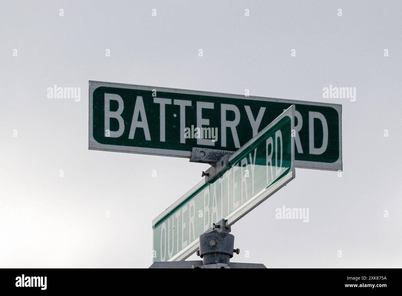 The intersection of Battery Road and Outer Battery Road is marked with ...