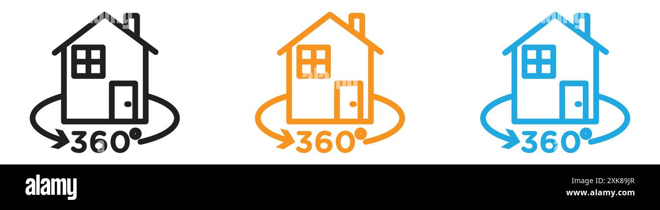360 degree house icon vector logo set collection or bundle pack group Stock Vector Image & Art ...