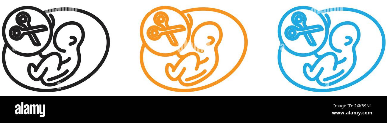 Abortion of fetus icon vector logo set collection or bundle pack group ...