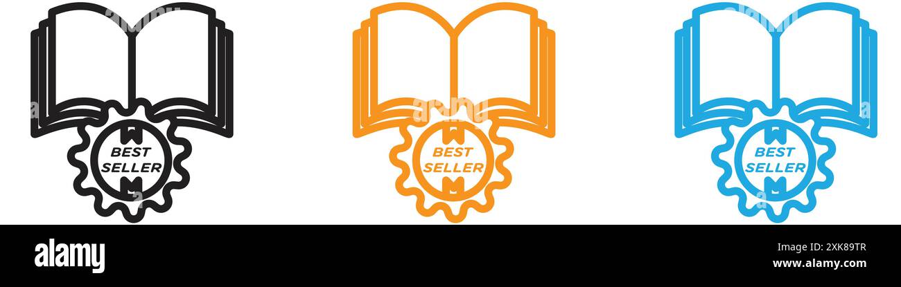 best seller book icon vector logo set collection or bundle pack group ...