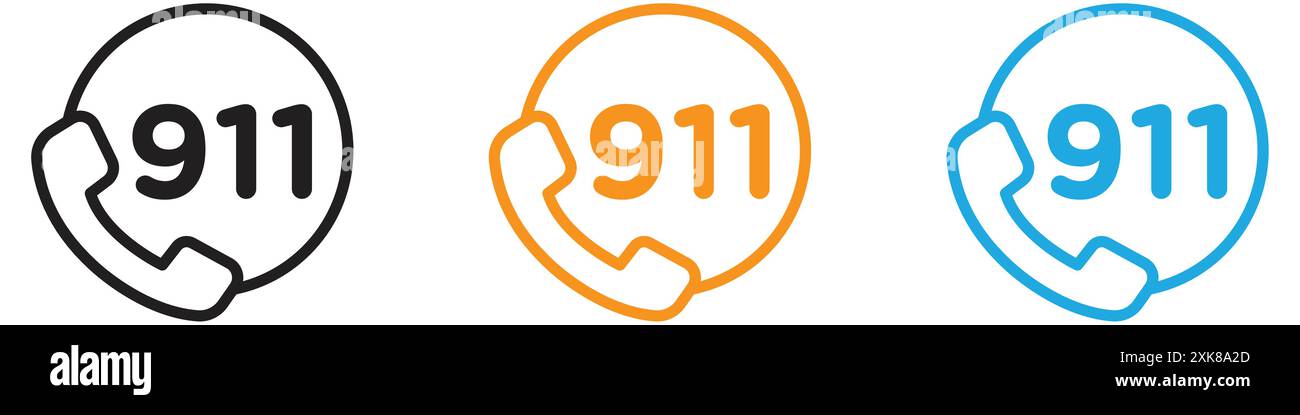 Call 911 phone number icon vector logo set collection or bundle pack group Stock Vector Image ...