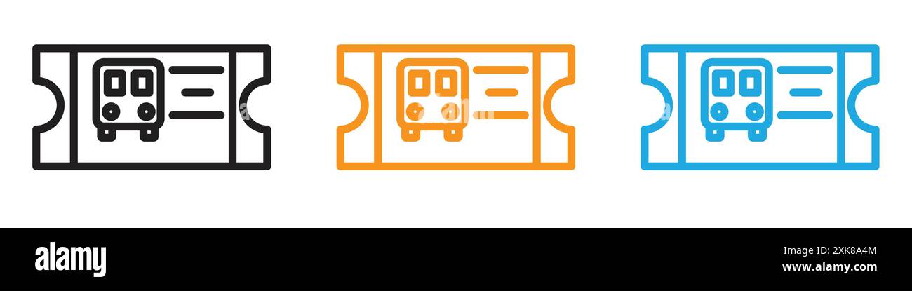 Bus Ticket icon vector logo set collection or bundle pack group Stock ...