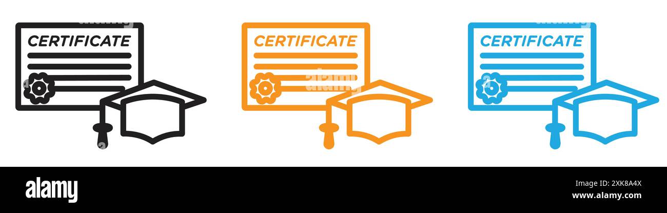 Certification diploma icon vector logo set collection or bundle pack ...