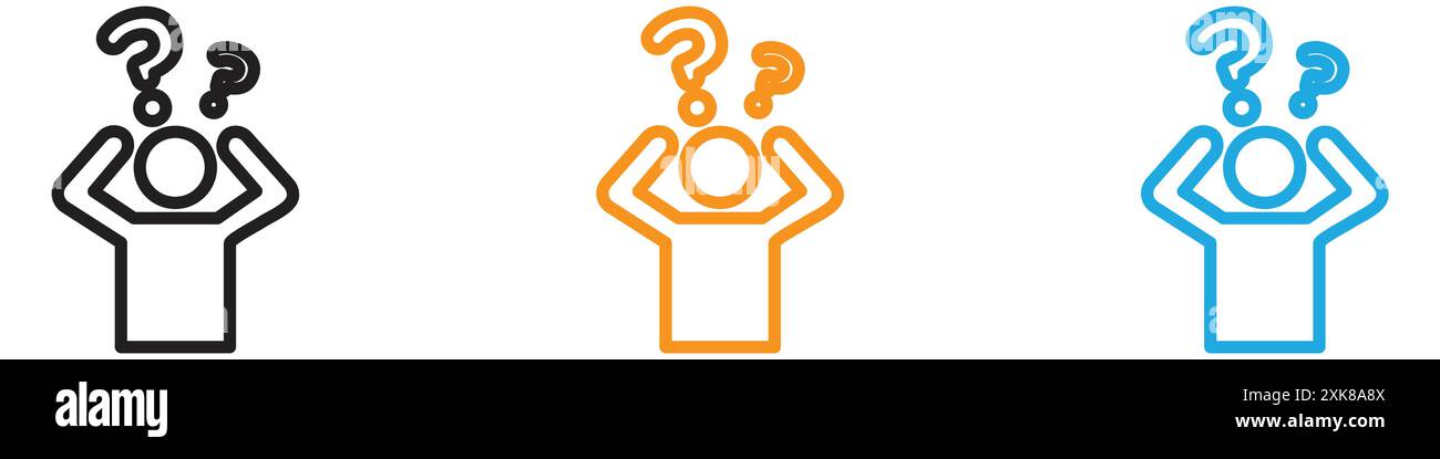 Confusing man icon vector logo set collection or bundle pack group ...