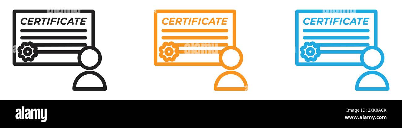 Course completion certificate icon vector logo set collection or bundle ...