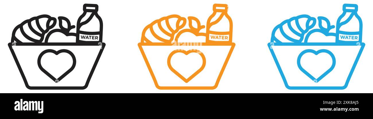 Food donation icon vector logo set collection or bundle pack group ...