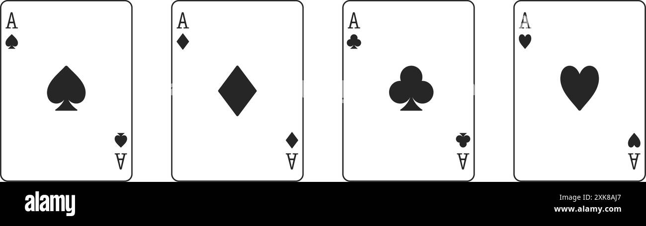 Set of all four suits of aces playing cards including hearts, diamonds ...