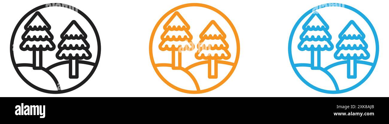 Forest and park trees icon vector logo set collection or bundle pack ...