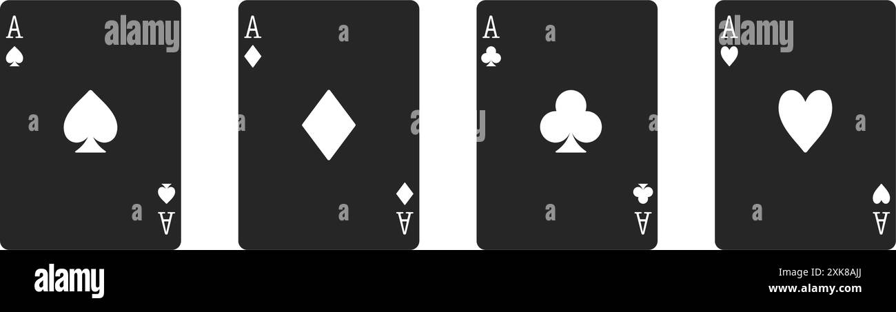 Set of all four suits of aces playing cards including hearts, diamonds ...