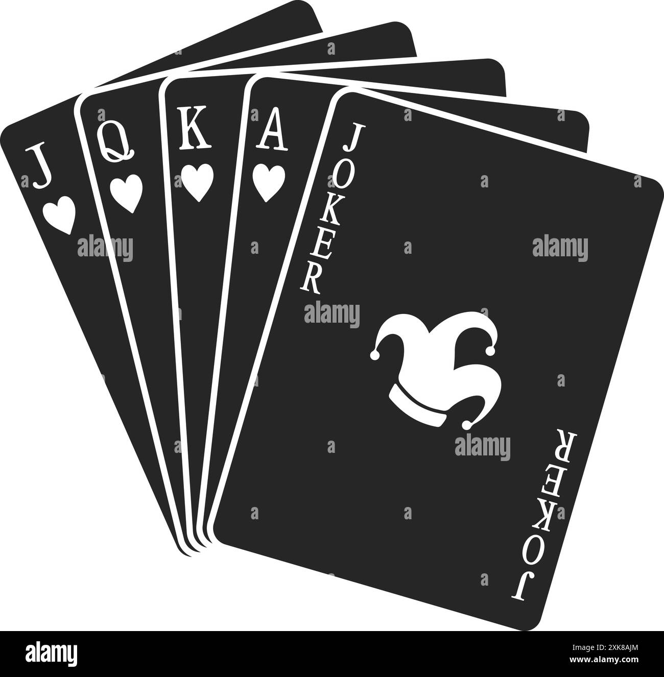 A fan of hearts playing cards including jack, queen, king, ace and ...