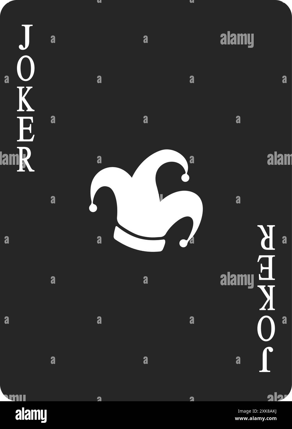 Joker with jester hat symbol playing card vector in black silhouette ...