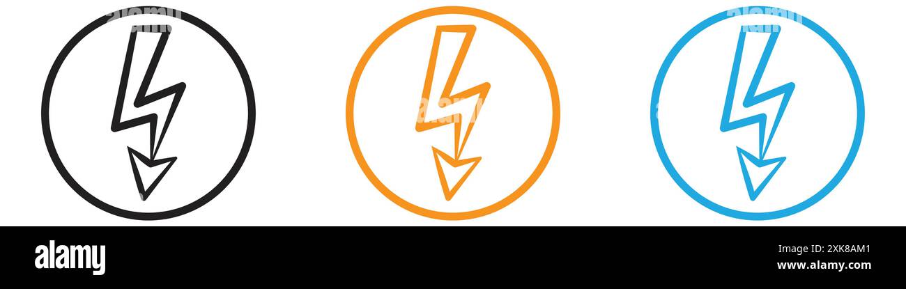 High voltage icon vector logo set collection or bundle pack group Stock ...