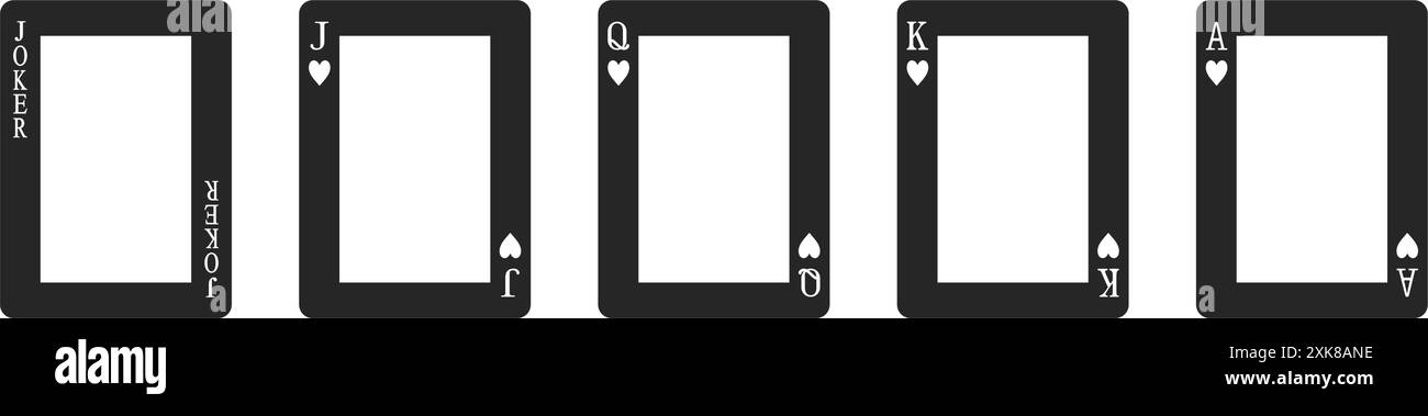 Set of high value hearts playing cards frames or borders including jack ...