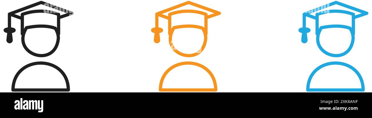Graduated student icon vector logo set collection or bundle pack group ...