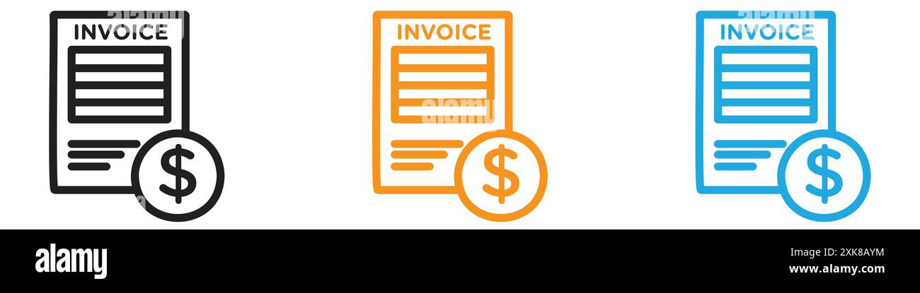 Invoice document icon vector logo set collection or bundle pack group ...