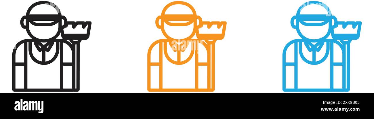 Janitor icon vector logo set collection or bundle pack group Stock ...