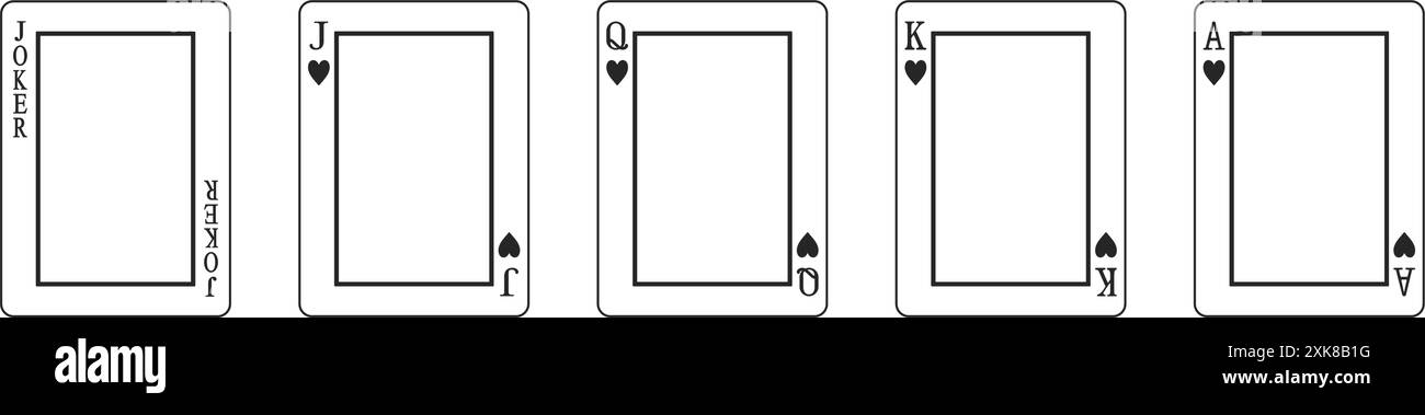Set of high value hearts playing cards frames or borders including jack ...
