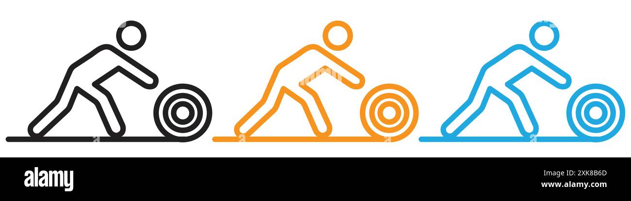 Man rolling carpet mat icon vector logo set collection or bundle pack ...