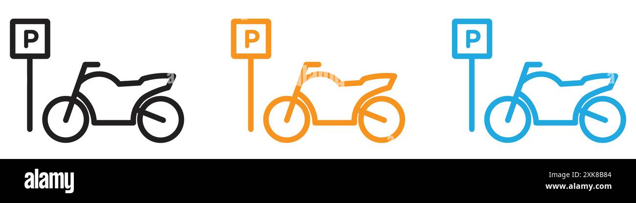 motorbike parking icon vector logo set collection or bundle pack group ...