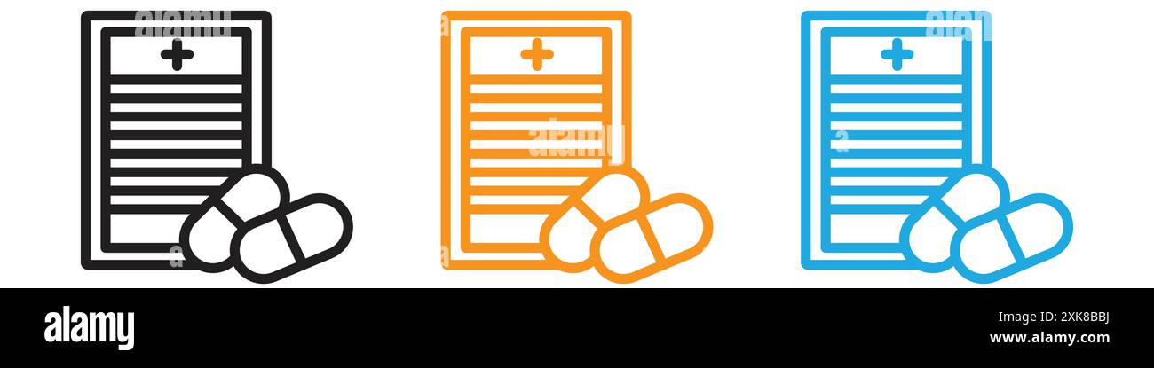 medical Prescription icon vector logo set collection or bundle pack ...