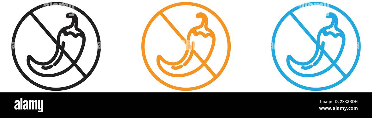 No spicy hot chilli icon vector logo set collection or bundle pack ...