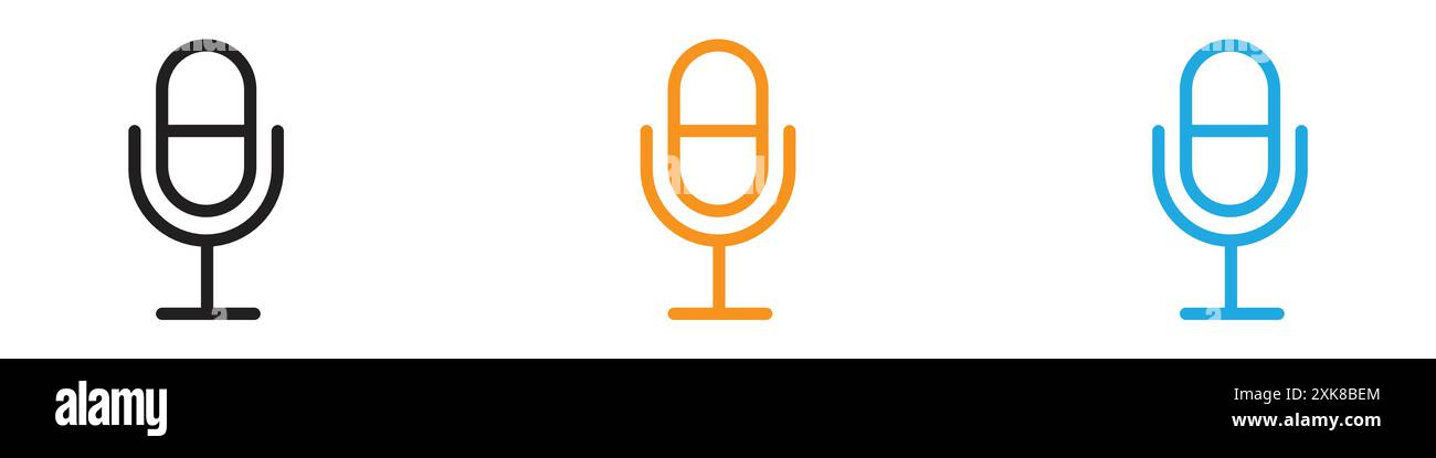 Mic button icon vector logo set collection or bundle pack group Stock ...