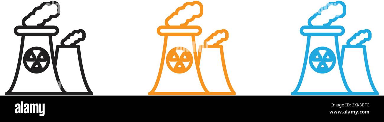 Nuclear power plant icon vector logo set collection or bundle pack ...