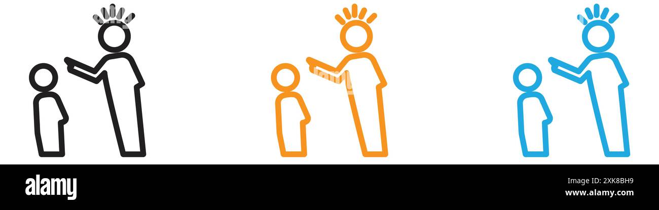 Parents scolding child icon vector logo set collection or bundle pack ...