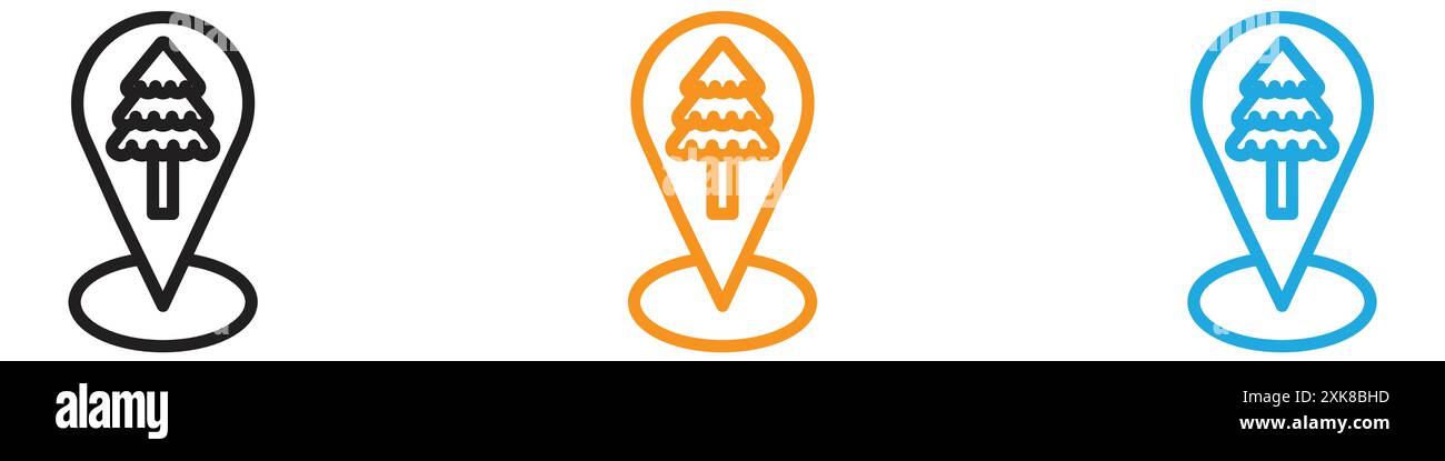 Park, forest location map icon vector logo set collection or bundle ...