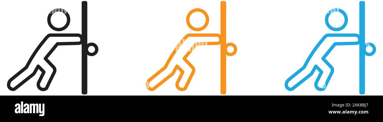 Person push the door icon vector logo set collection or bundle pack ...