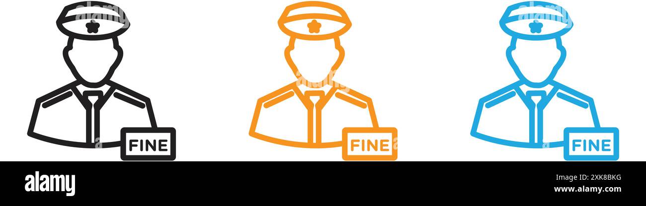 Police officer giving fine icon vector logo set collection or bundle ...