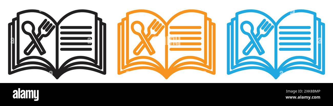 recipe book icon vector logo set collection or bundle pack group Stock ...