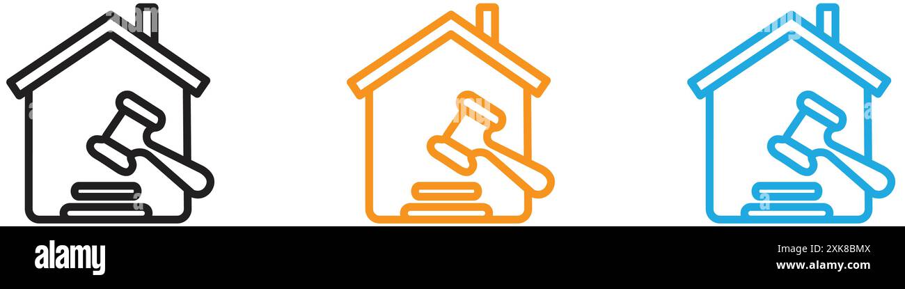 Real estate auction icon vector logo set collection or bundle pack ...
