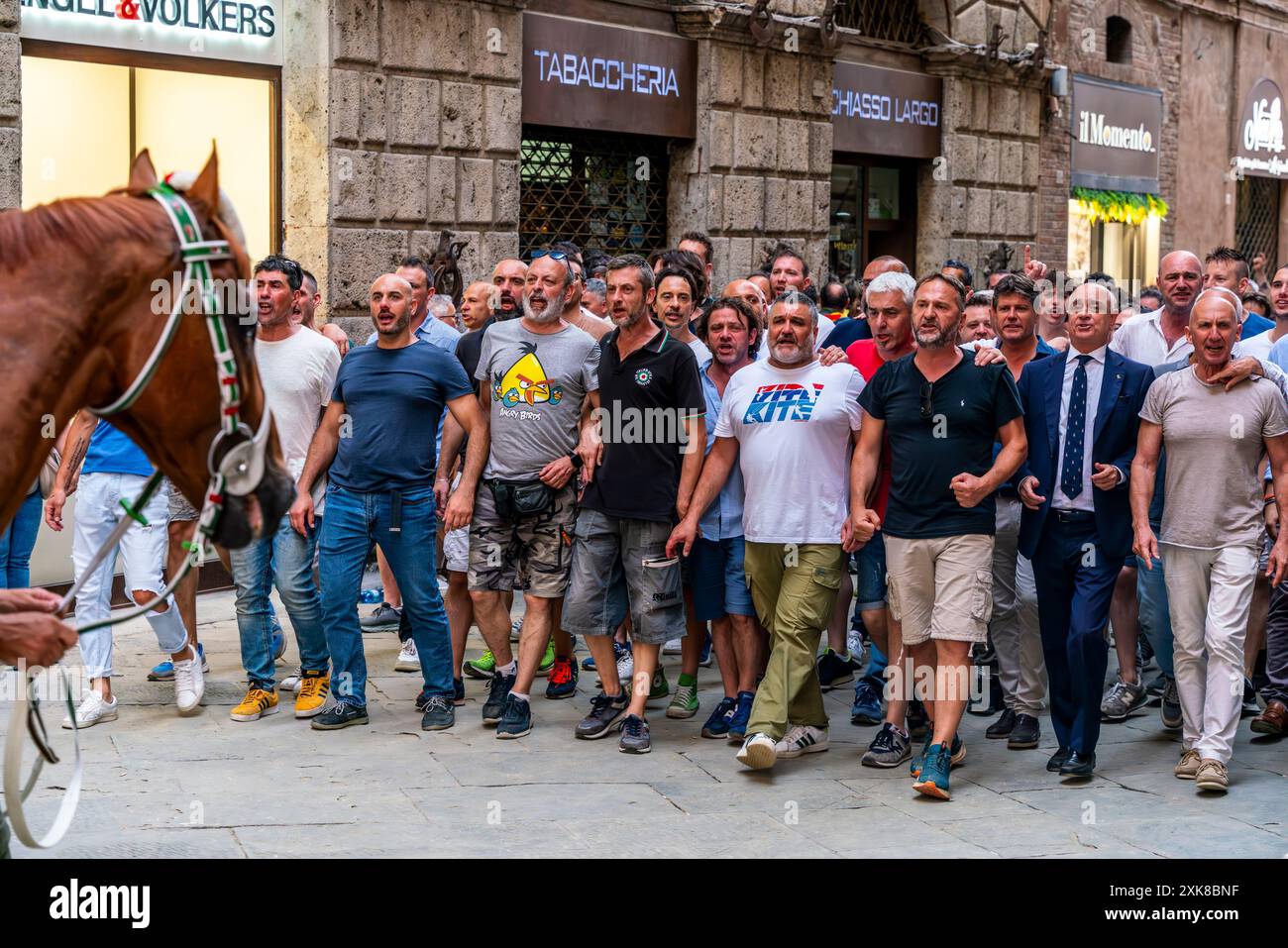 The Oca (Goose) Contrada Leave The Piazza Del Campo After A Trial Race ...