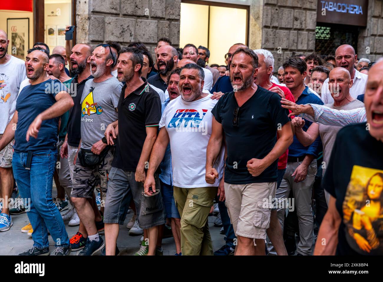 The Oca (Goose) Contrada Leave The Piazza Del Campo After A Trial Race ...