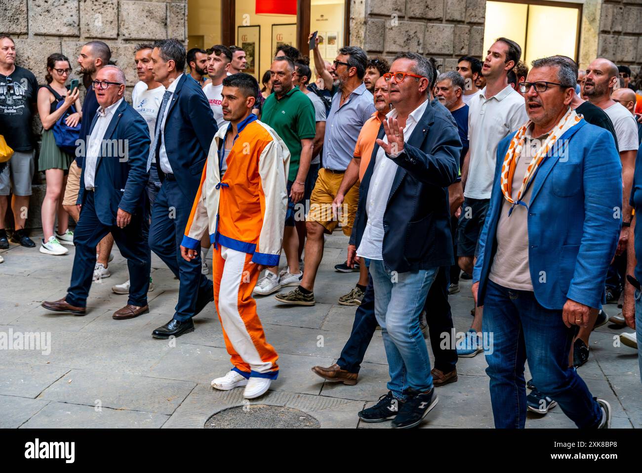 The Leocorno (Unicorn) Contrada and Their Jockey Leave The Piazza Del ...