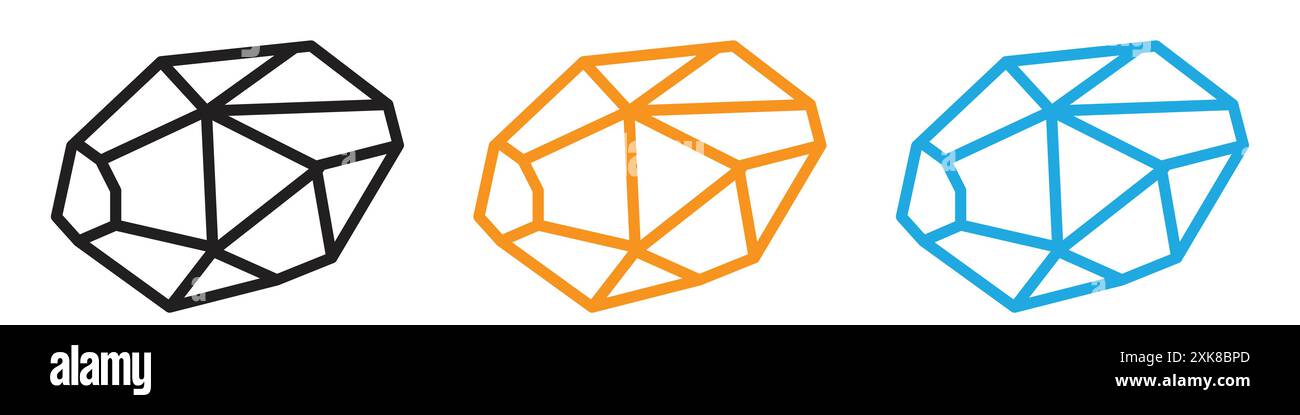 Rock stone crystal icon vector logo set collection or bundle pack group ...