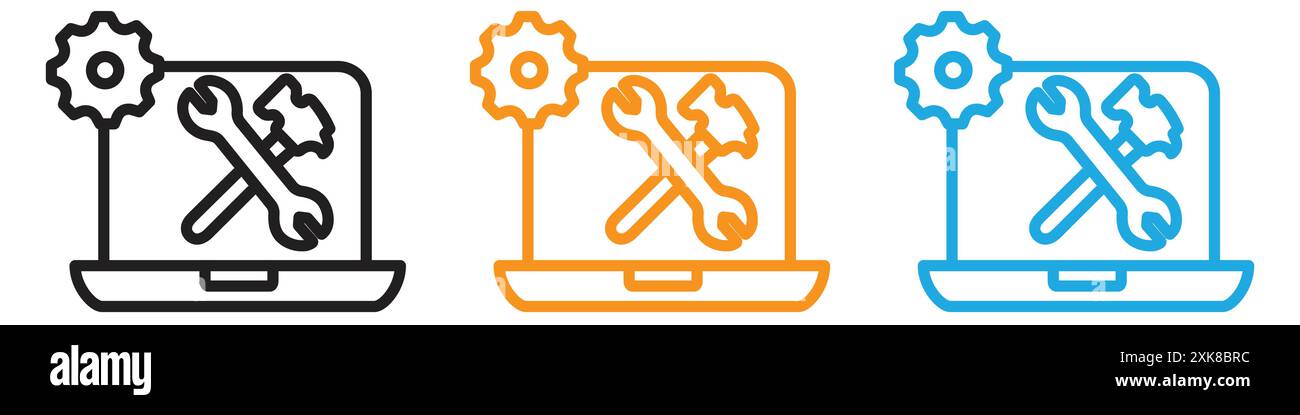 Repairing laptop icon vector logo set collection or bundle pack group ...