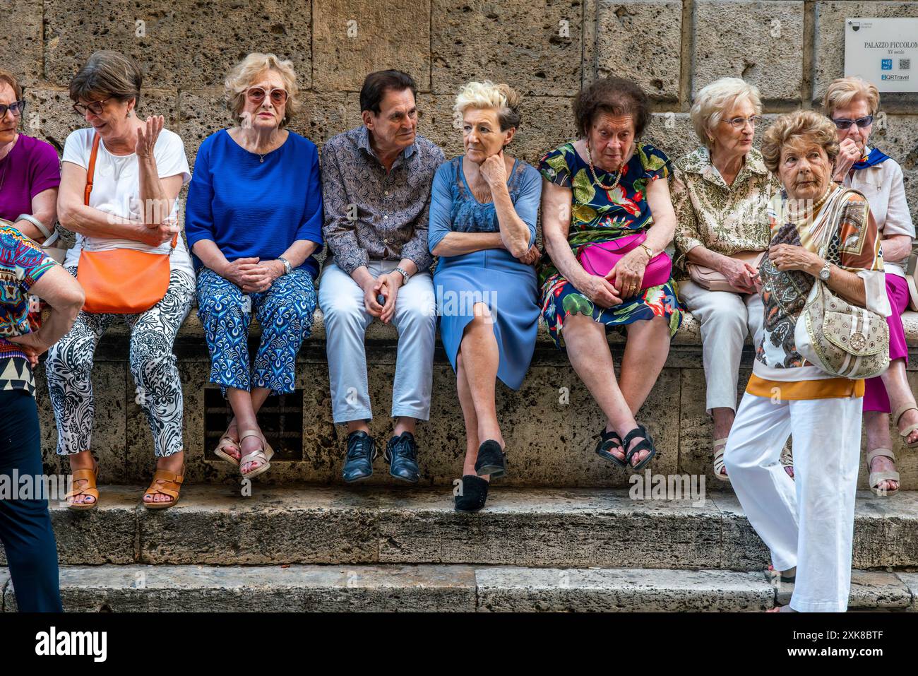 Senior Sienese People Sitting On A Wall Watch The Passing Contradas and ...
