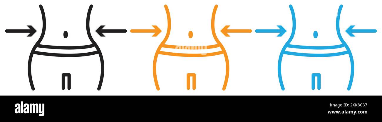 Slim, weight loss icon vector logo set collection or bundle pack group ...