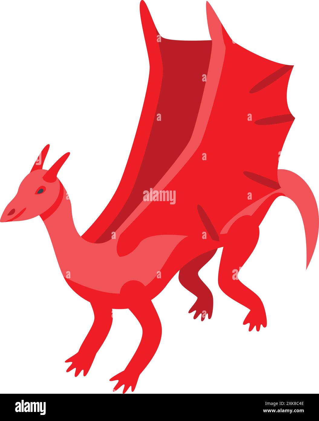 Red dragon standing on four legs and spreading its wings Stock Vector ...
