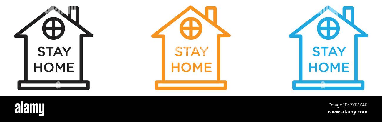 Stay home icon vector logo set collection or bundle pack group Stock ...