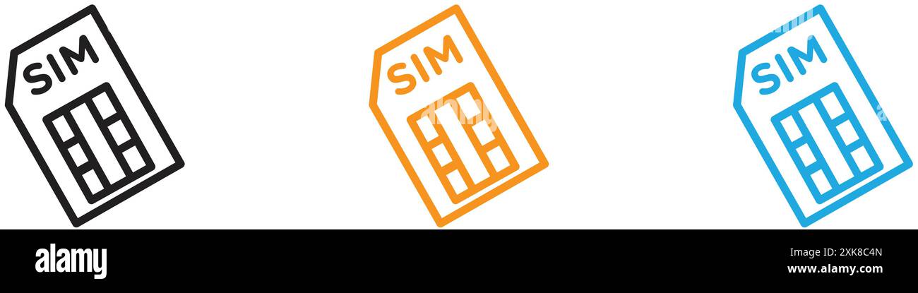 Sim card icon vector logo set collection or bundle pack group Stock ...