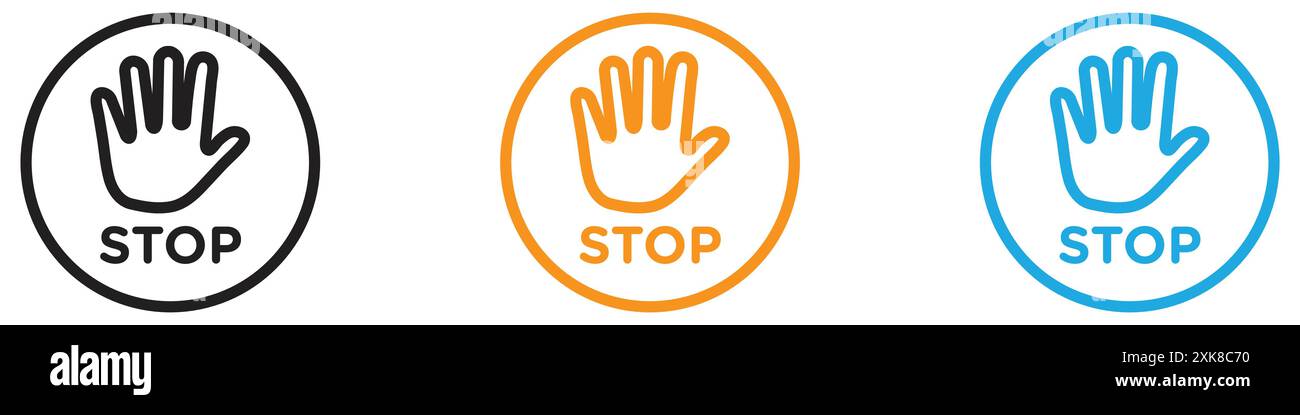 Stop sign with hand icon vector logo set collection or bundle pack ...