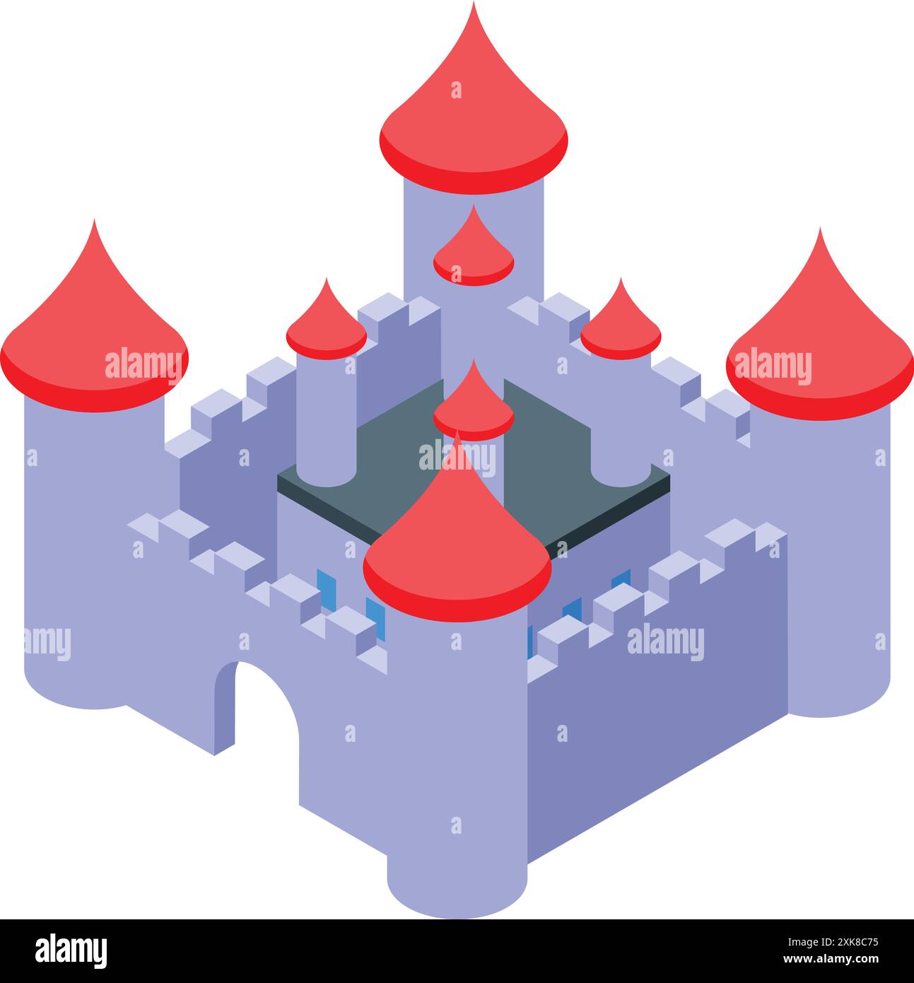 Illustration of a medieval castle with red rooftops and towers, evoking ...